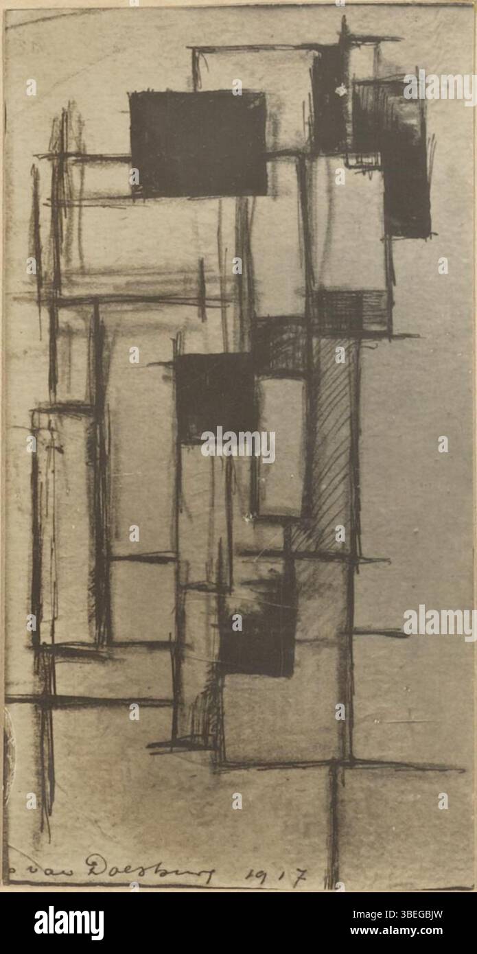 In *Head (1)*, a 1917 drawing by Theo van Doesburg, the artist explores ...