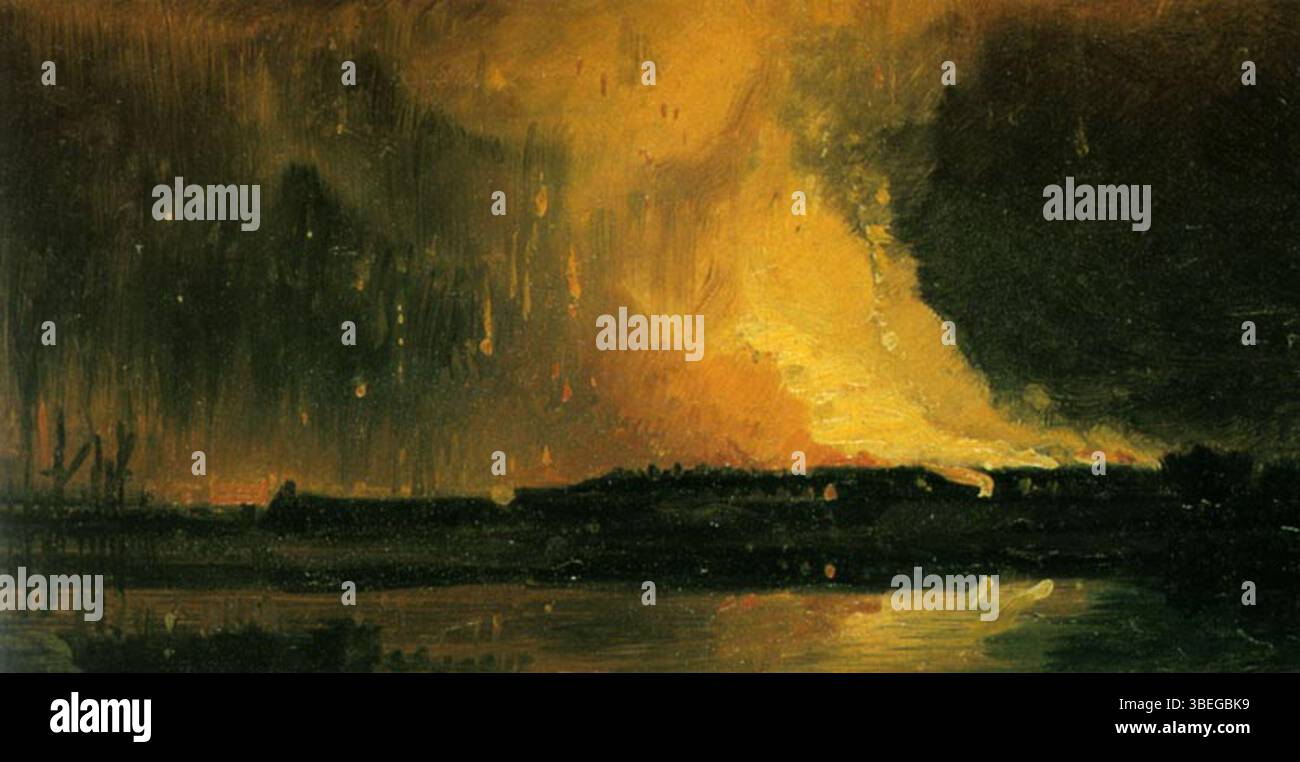 'The Burning of the New Gaol from Canons Marsh' by William James Müller ...
