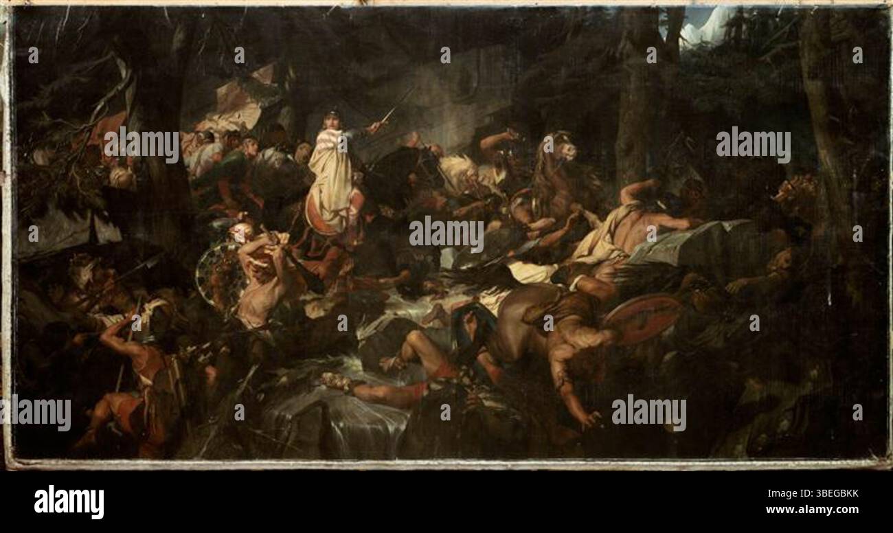 This painting depicts Charlemagne crossing the Alps at Mont-Cenis in ...