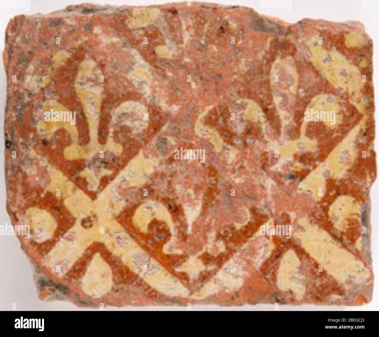 16th-century glazed earthenware floor tile featuring a decorative ...