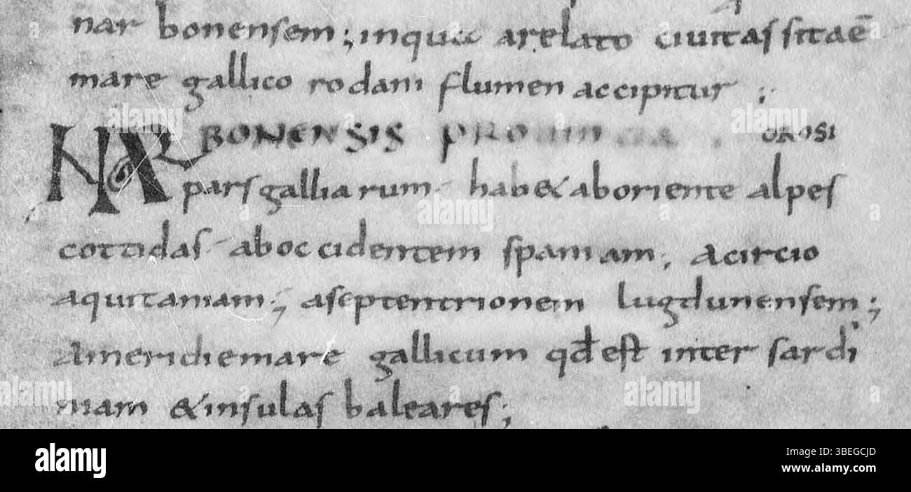 This map, 'Narbonensis in Situs orbis terre vel regionum,' presents the ...