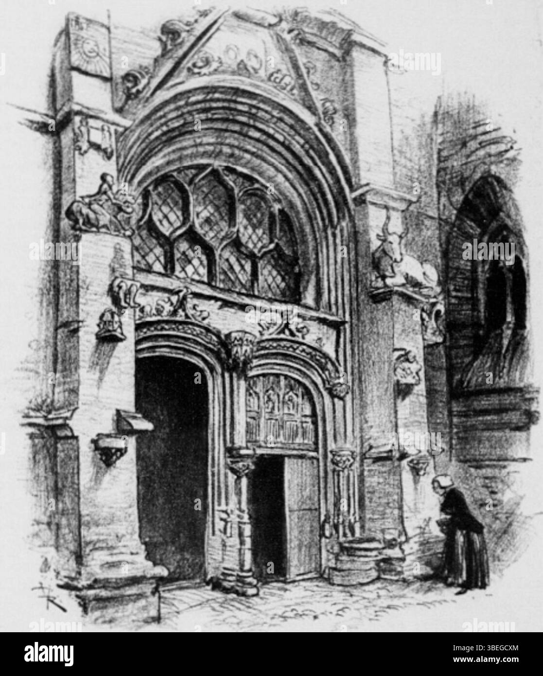 Albert Robida's circa 1900 drawing shows the porch of the Saint-Gilles ...