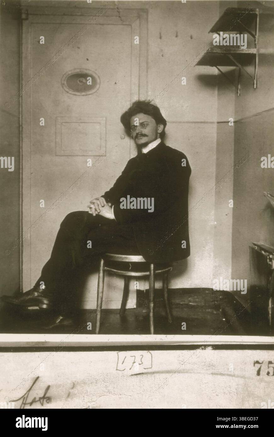 This image shows Lev Trotsky in his cell at Petropavlovskaya Prison in ...