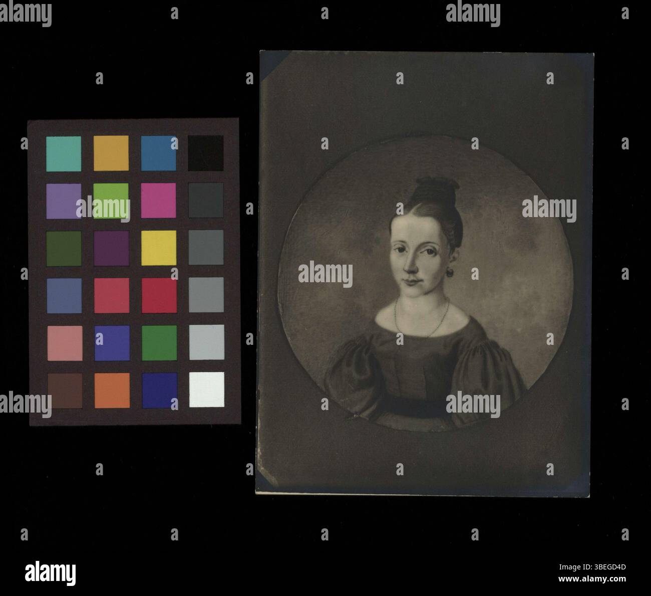 This black-and-white reproduction of a miniature portrait, created ...