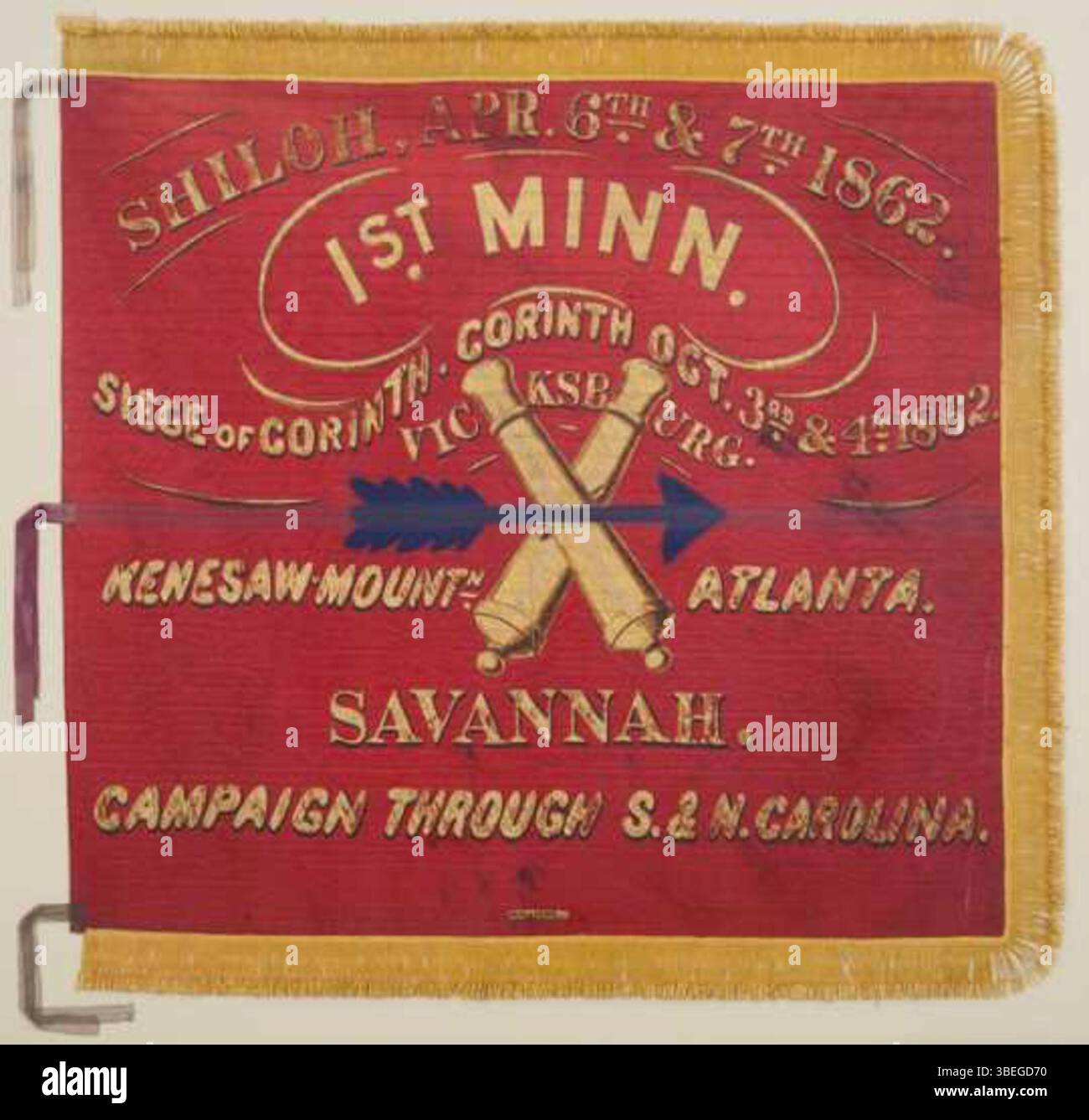 The 1st Minnesota Light Artillery Battery Battle Flag is preserved by ...