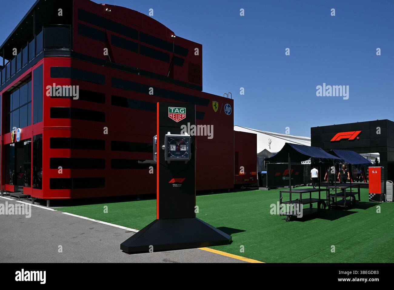 BARCELONA, SPAIN - MAY 29: A general view of the paddock during ...