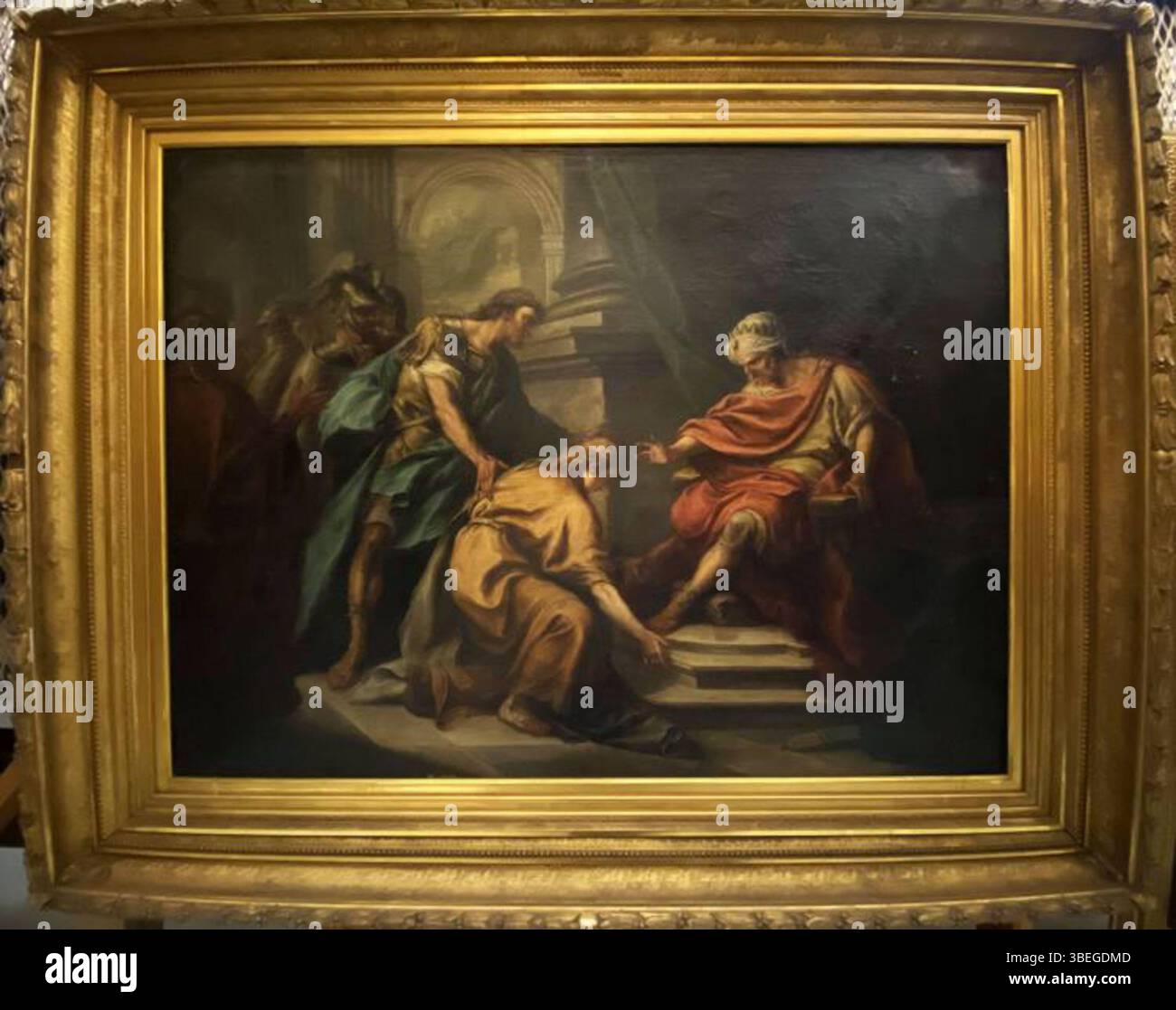 A painting titled 'David Before Solomon,' depicting the biblical scene ...