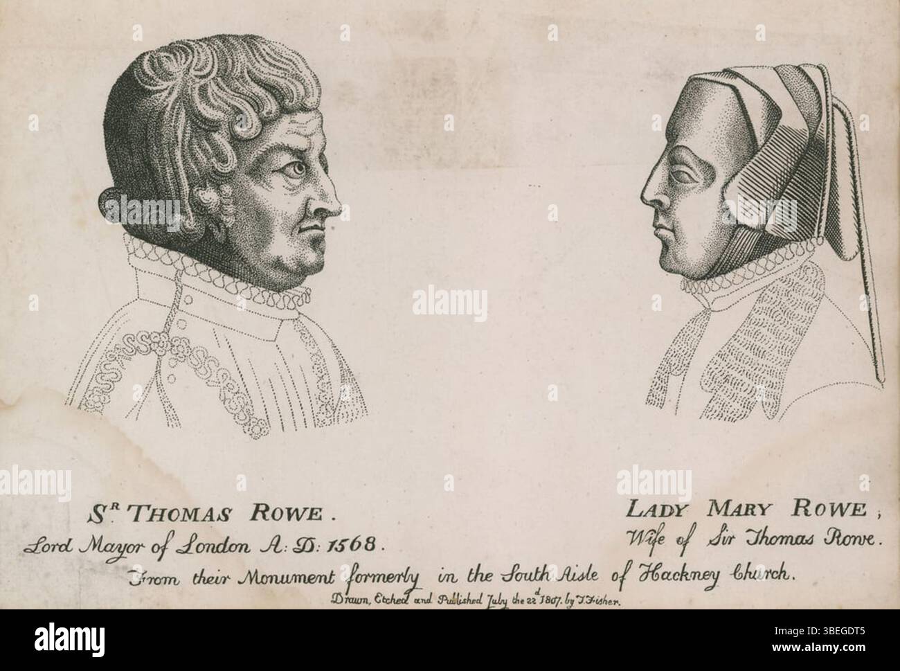 This 1807 etching by Thomas Fisher depicts portrait busts of Sir Thomas ...