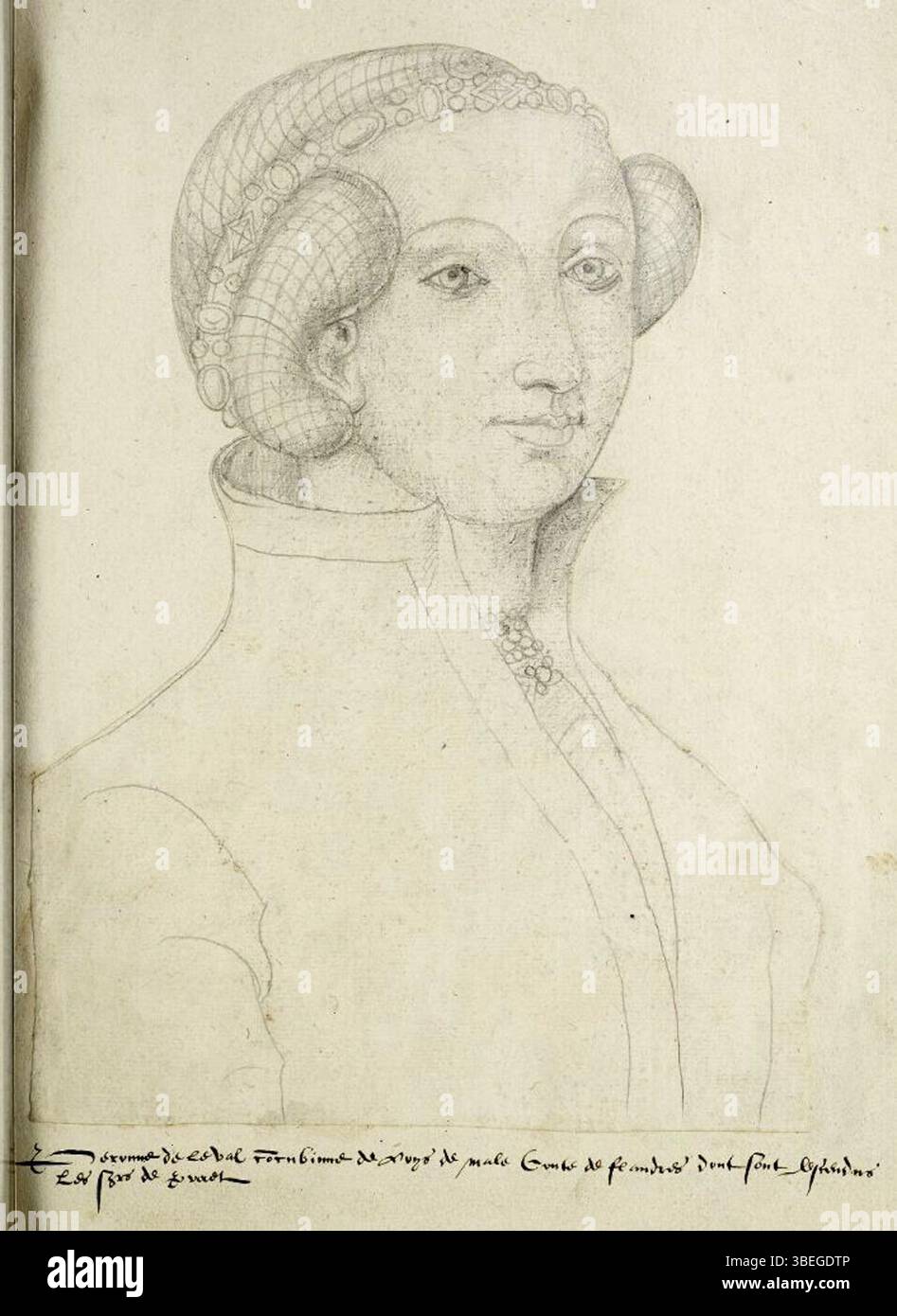 This portrait depicts Peronne de Leval, the mistress of Louis II of ...