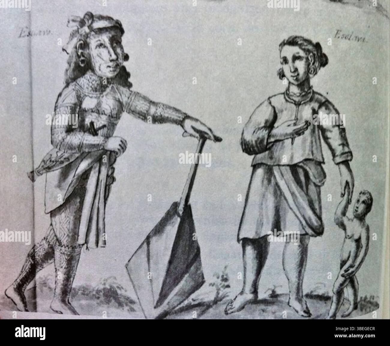 This depiction from 1668 shows an ulipon, a member of the serf class in ...