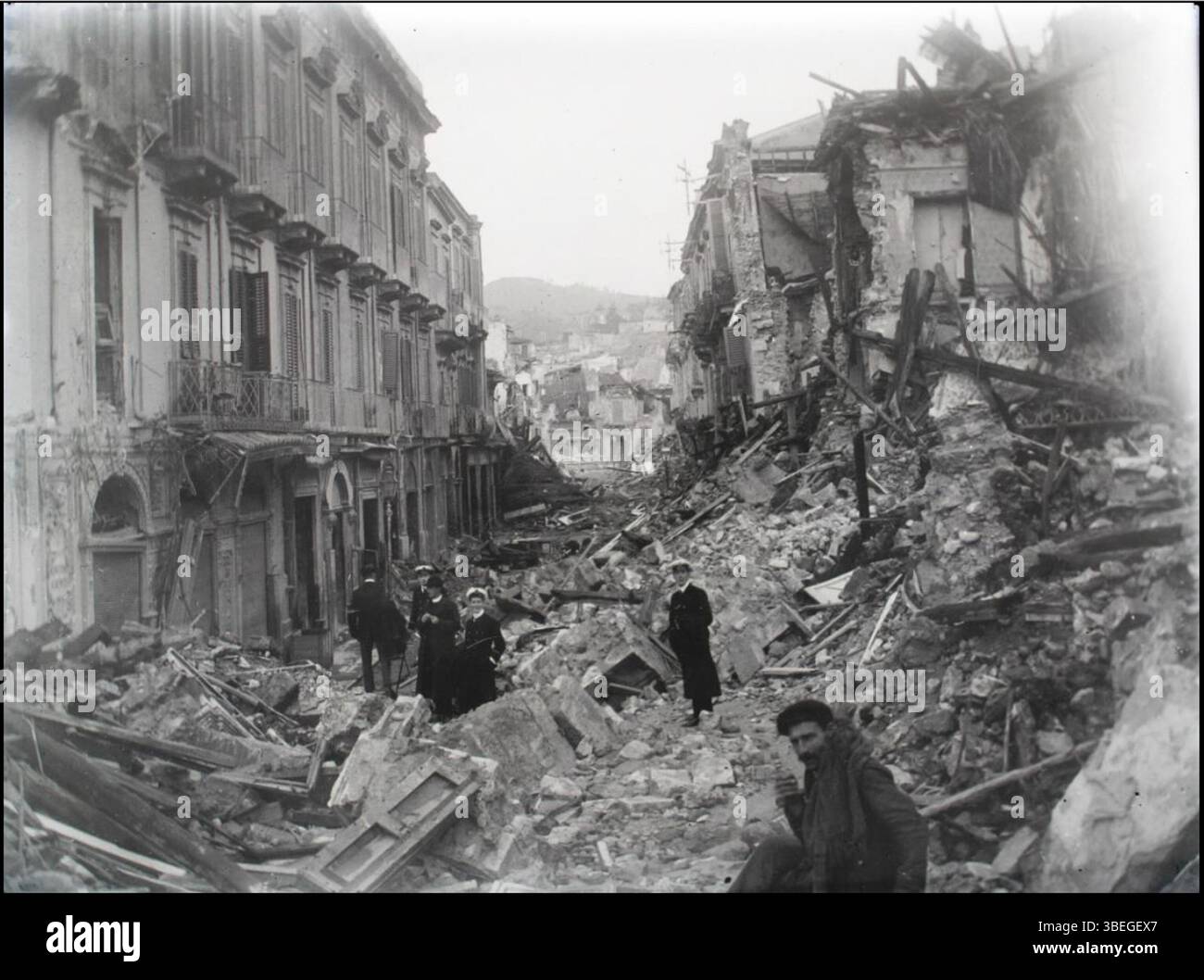 This photograph, dated January 1909, depicts the aftermath of the 1908 ...