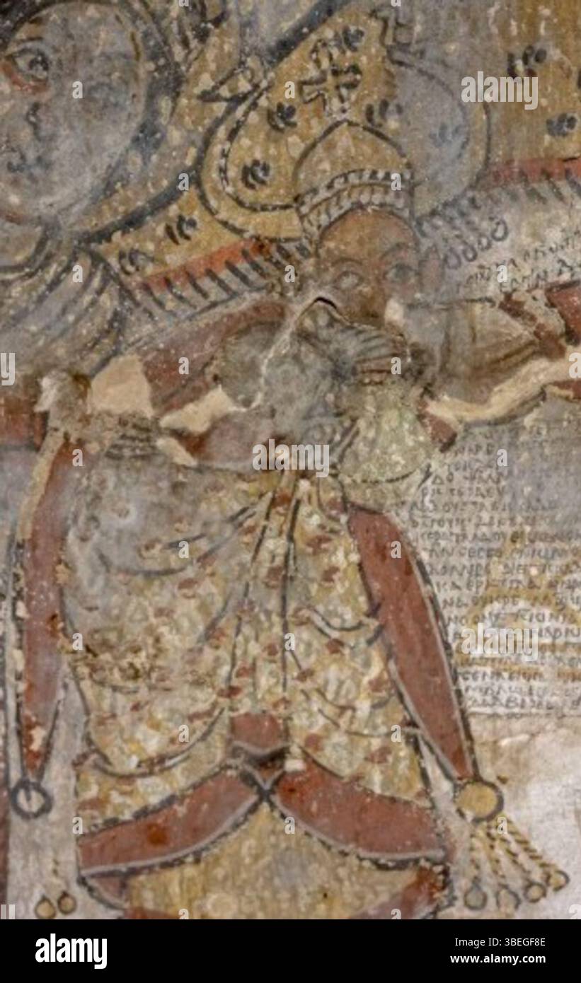 Cropped view of a late 13th-century depiction of King David of Makuria ...
