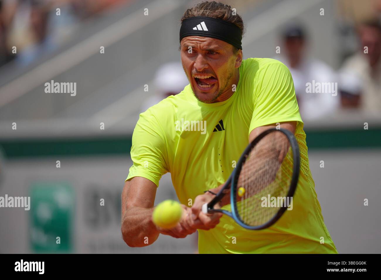 Germany's Alexander Zverev returns the ball to Netherlands' Jesper De ...