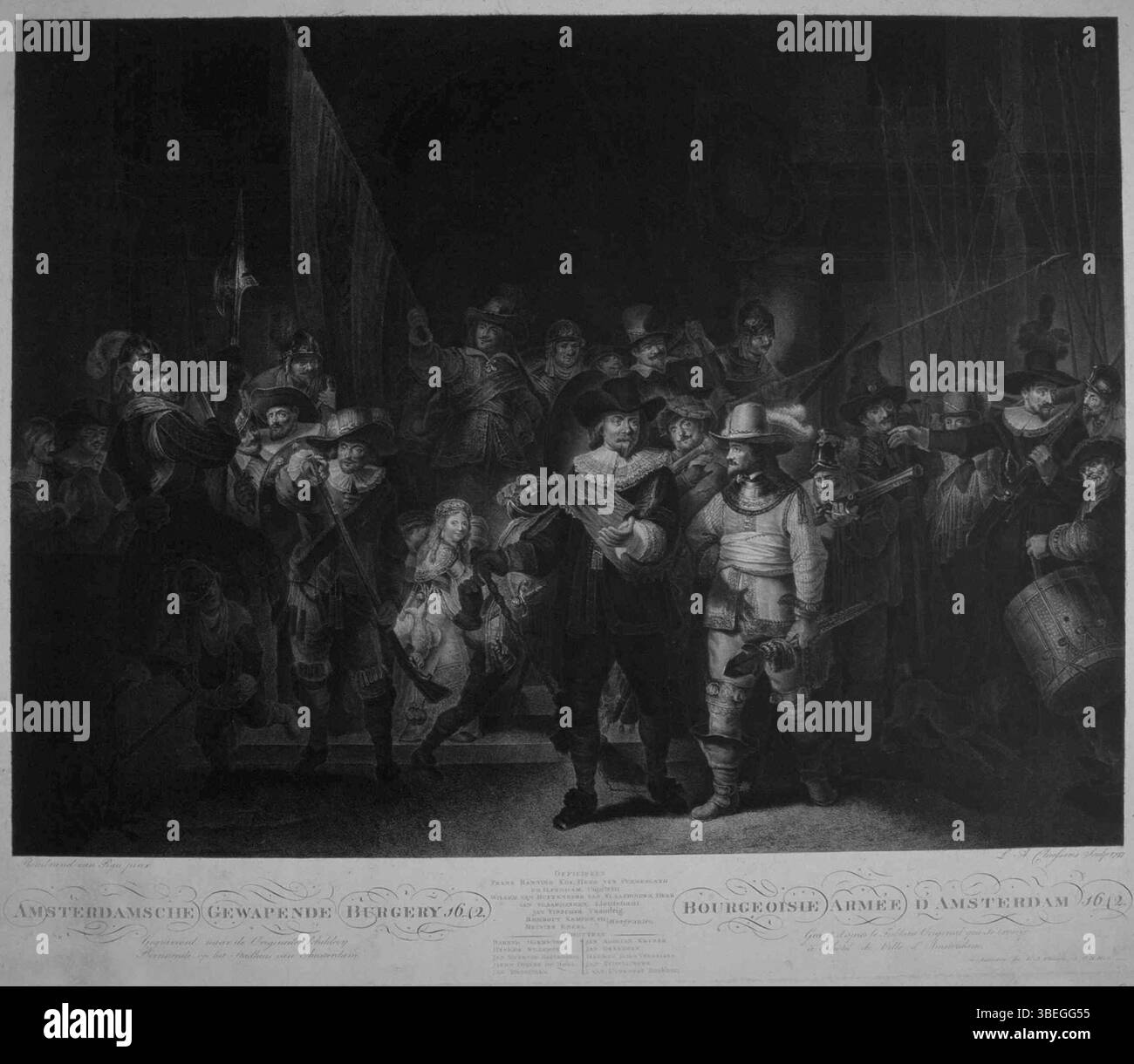 This engraving depicts the military company of Captain Frans Banning ...