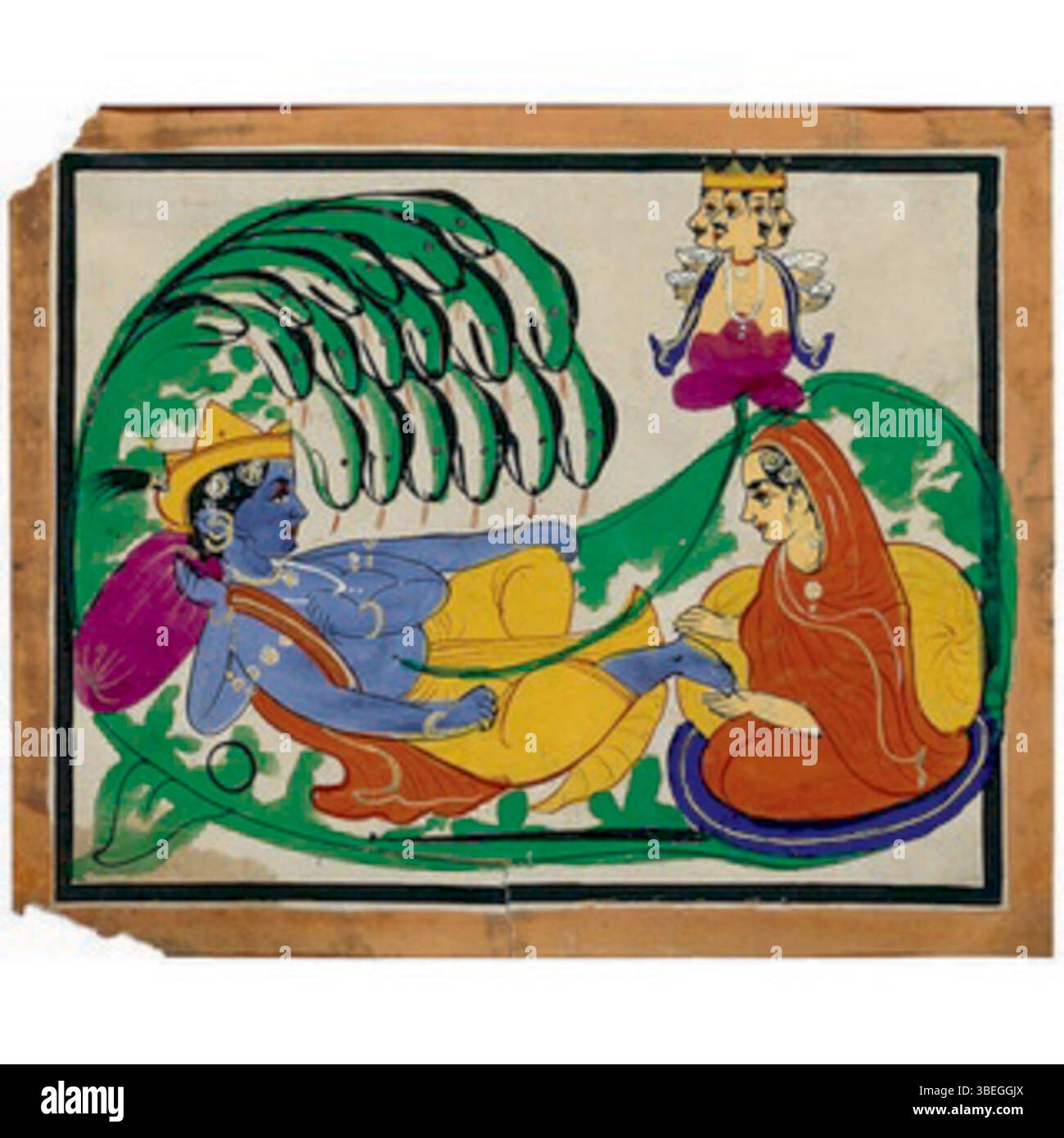 This 19th-century painting from the Bazaar School of Amritsar depicts ...