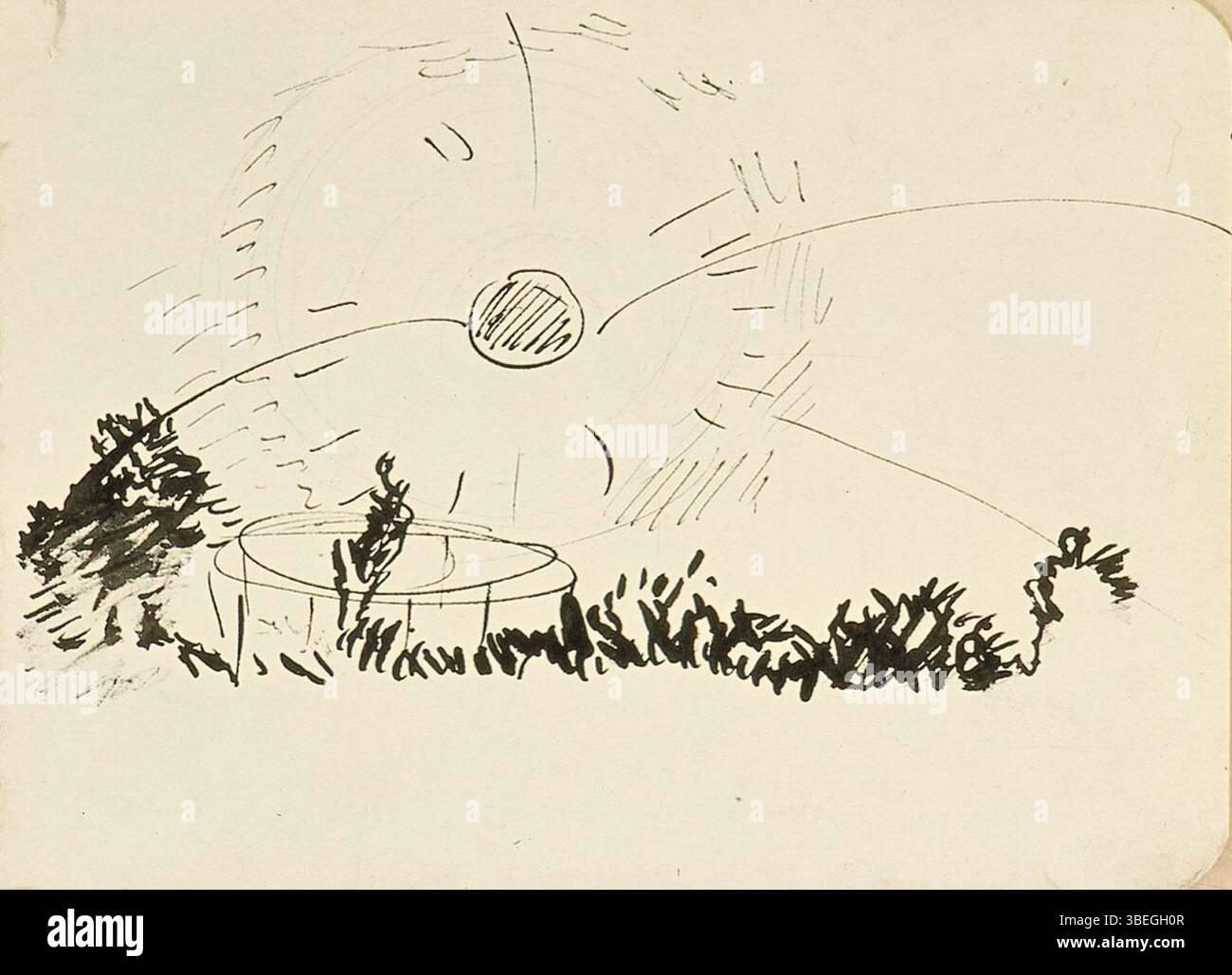 Circa 1913 drawing titled 'Landscape with Sun' by Dutch artist Theo van ...