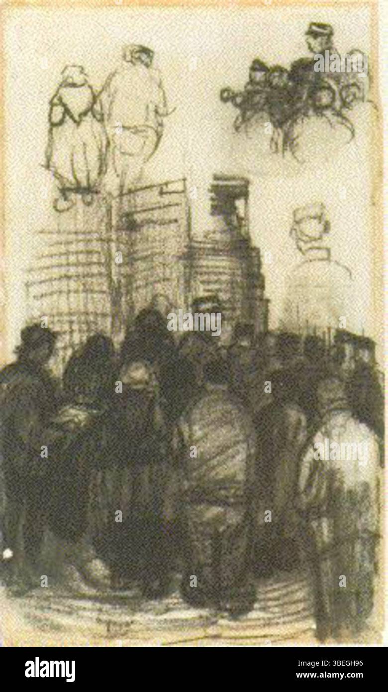 This sketch, created by Vincent van Gogh in 1885, depicts preparations ...