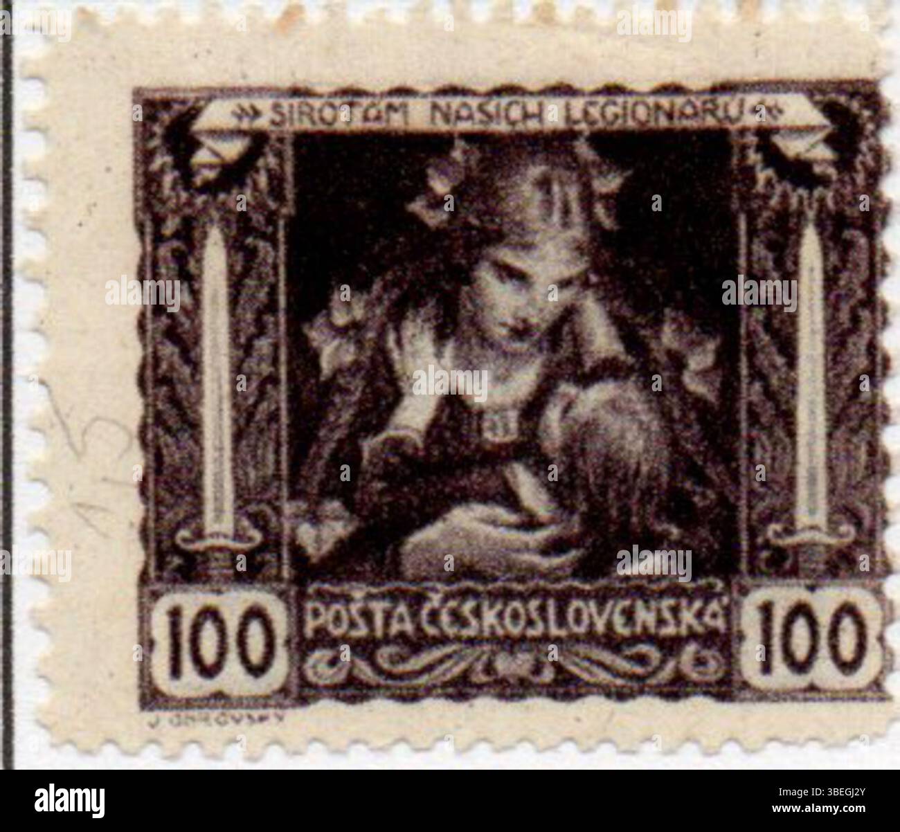 This 1919 Czechoslovakian postage stamp by Jakub Obrovský commemorates ...