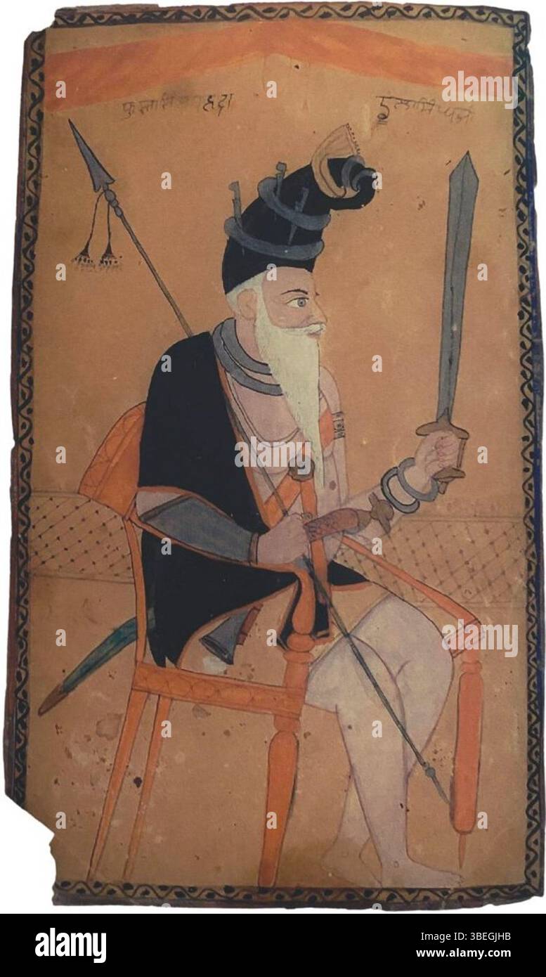 Another view of Akali Phula Singh’s 19th-century portrait, depicting ...