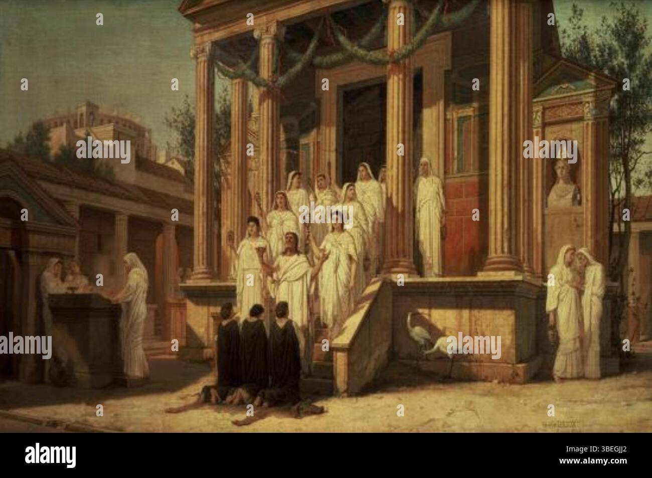 *Vestals on Temple Steps* by Louis Hector Leroux (circa 1900) depicts ...