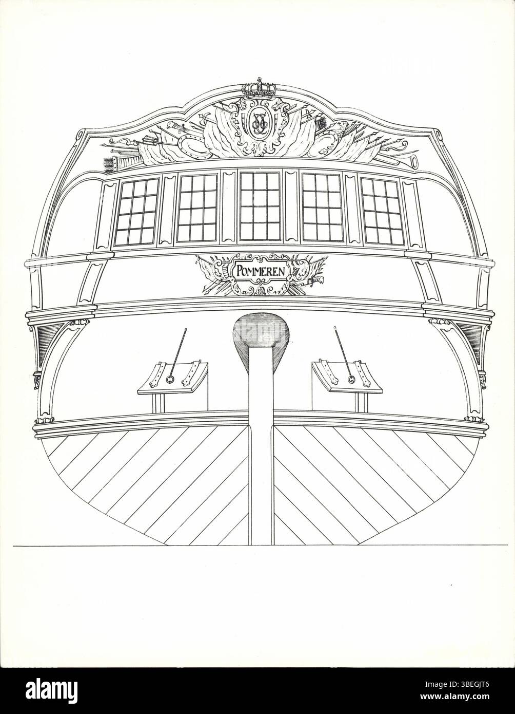 A depiction of the galion and stern of the ship Pommeren, dated 20 ...