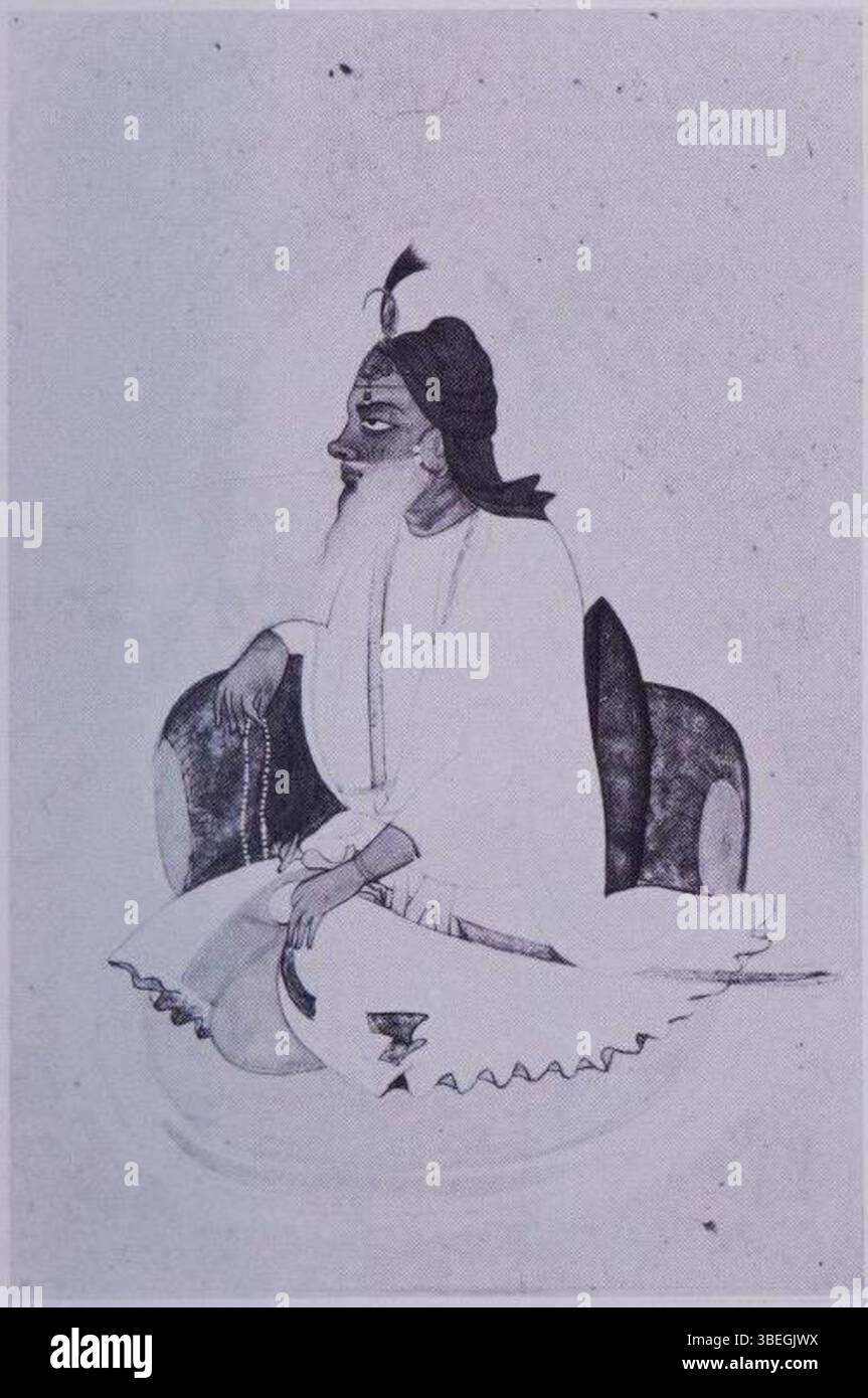 This second portrait of Jamadar Khushal Singh from the Sikh Empire ...