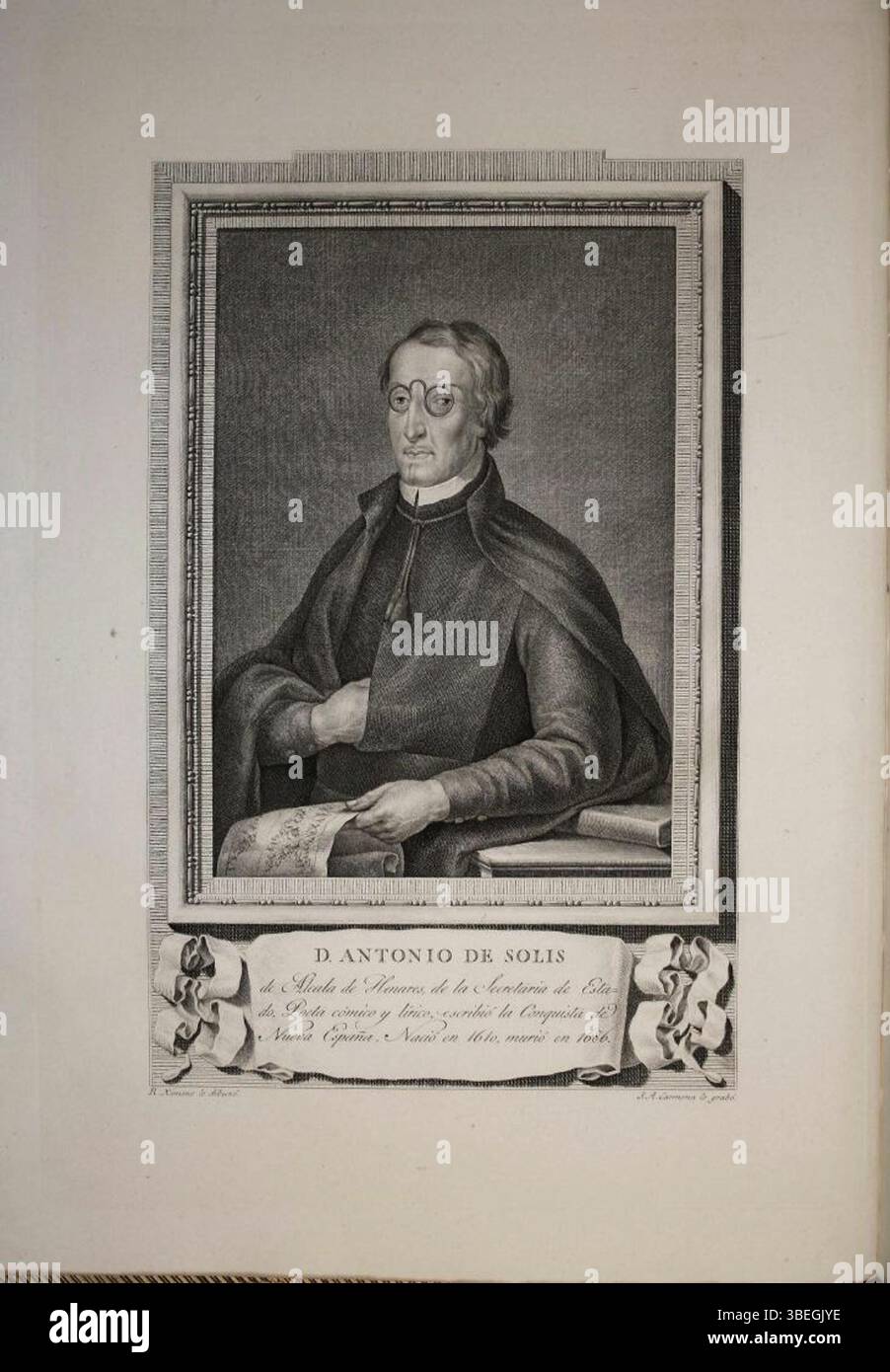 This engraving of Antonio de Solís, created by Juan Antonio Salvador ...