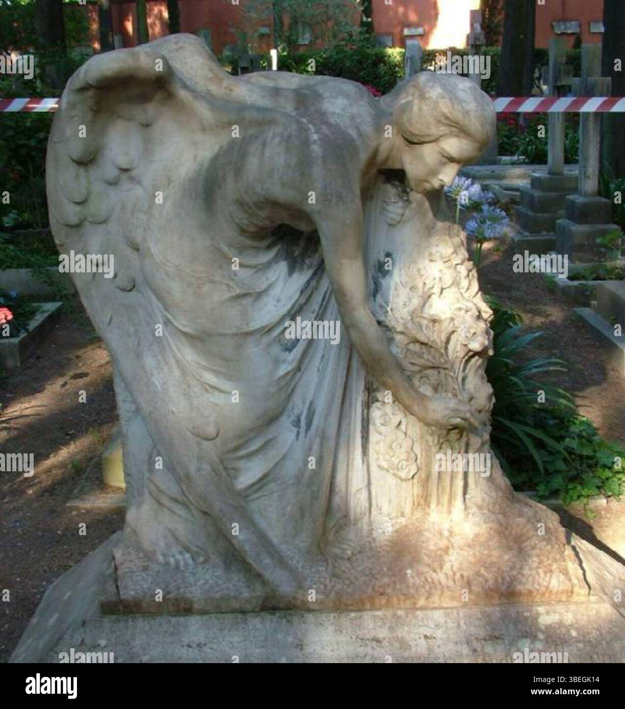 A kneeling female angel sculpture by Antonio Sciortino, created in 1915 ...