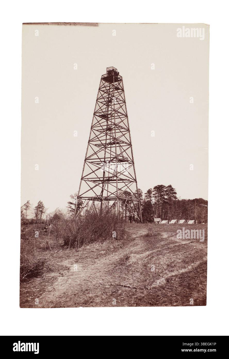 Civil War-era image showing the Crow's Nest Signal Tower near Bermuda ...