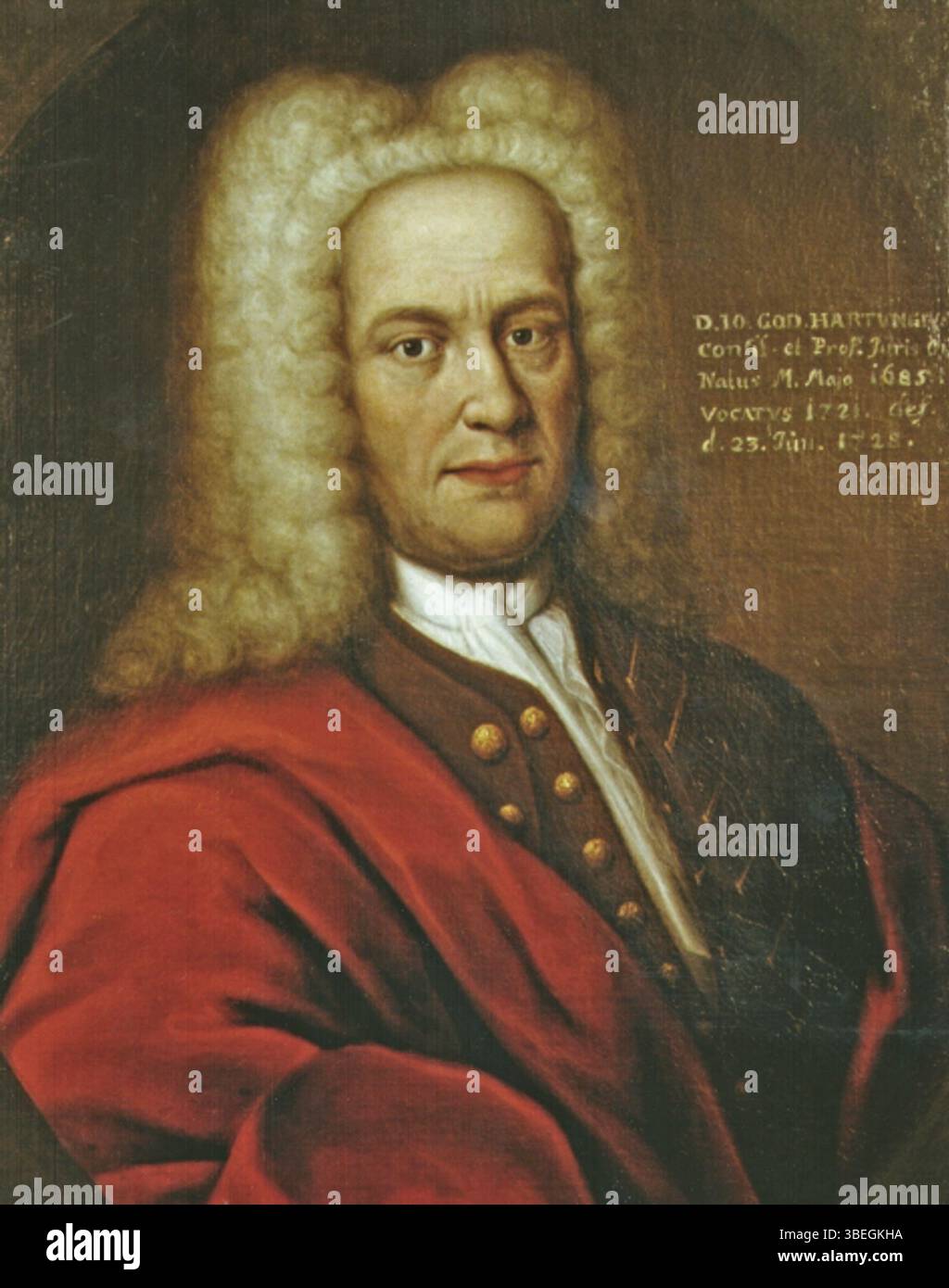 Johann Gottfried Hartung (1685–1728), a prominent figure in academic circles, is represented in ...
