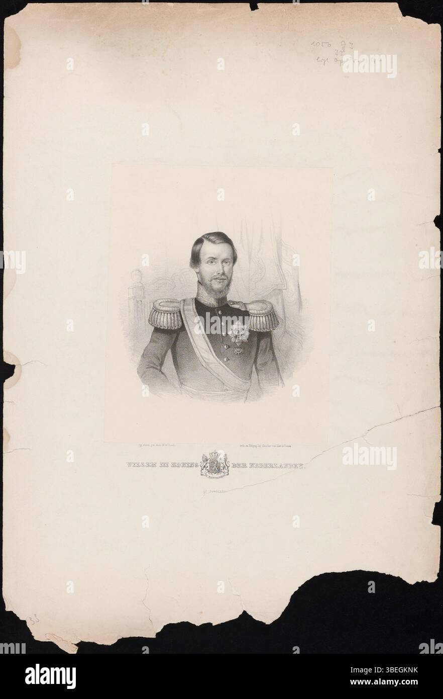 'Willem III, koning der Nederlanden', a lithograph by H.W. Last, circa ...
