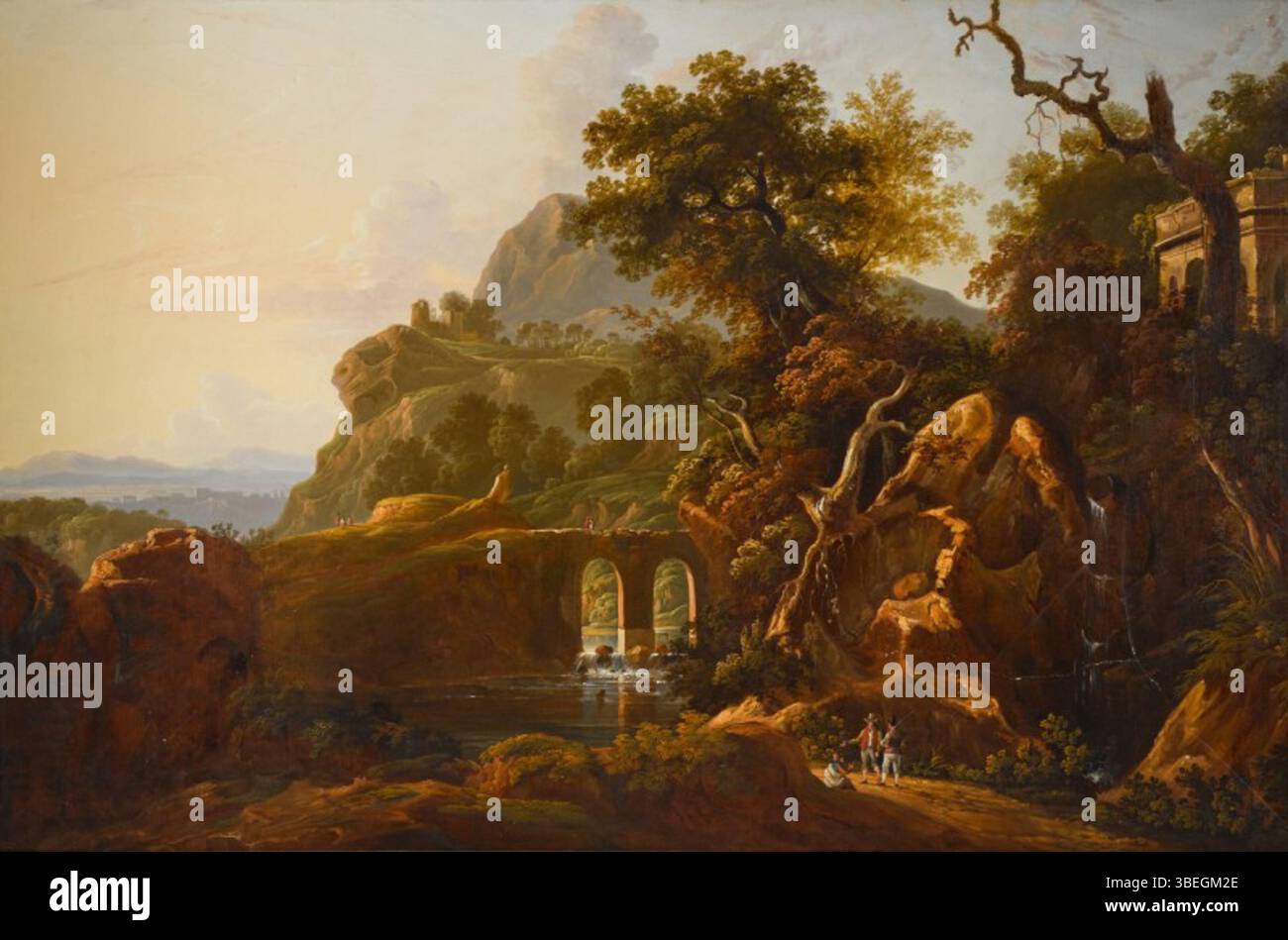 William Hodges’ painting 'A Capriccio Landscape' features travellers beneath a rocky outcrop ...