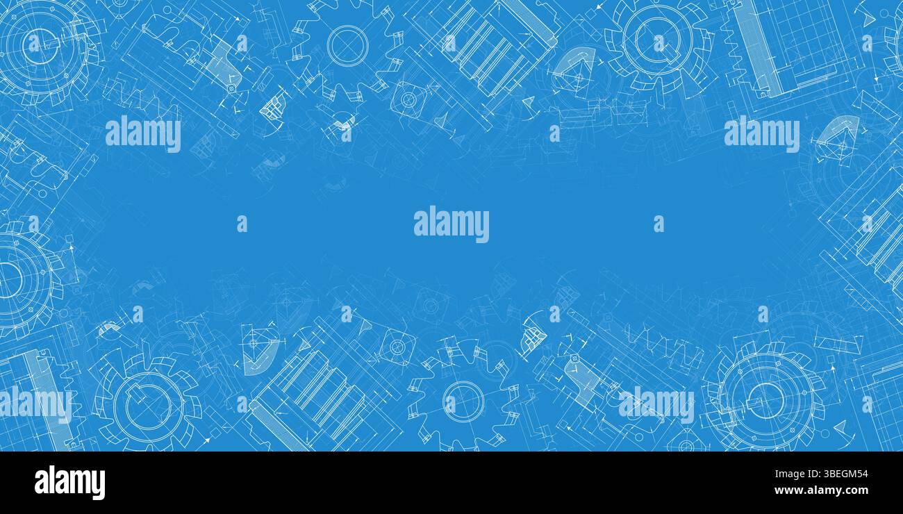 Mechanical engineering drawings on blue background. Cutting tools ...