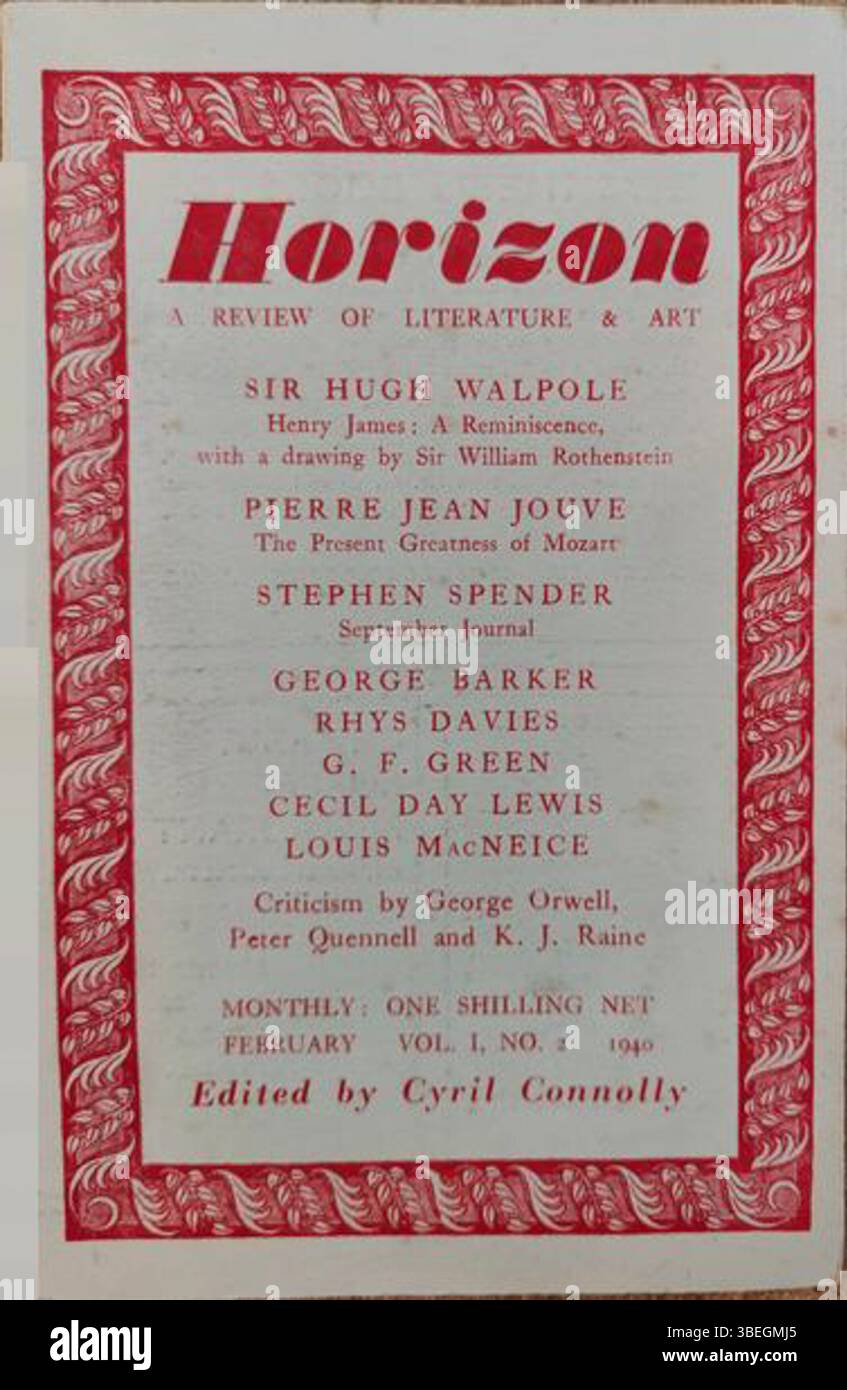 The cover of 'Horizon' magazine, Issue 02, Volume 1, published in ...