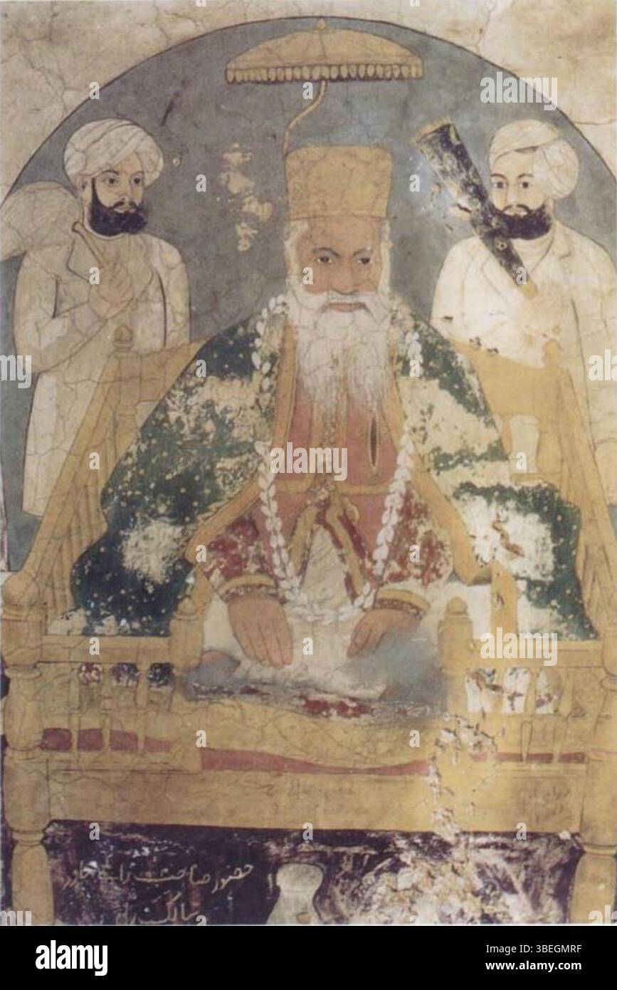 This mural depicts Salig Ram, also known as Huzur Maharaj, the second ...