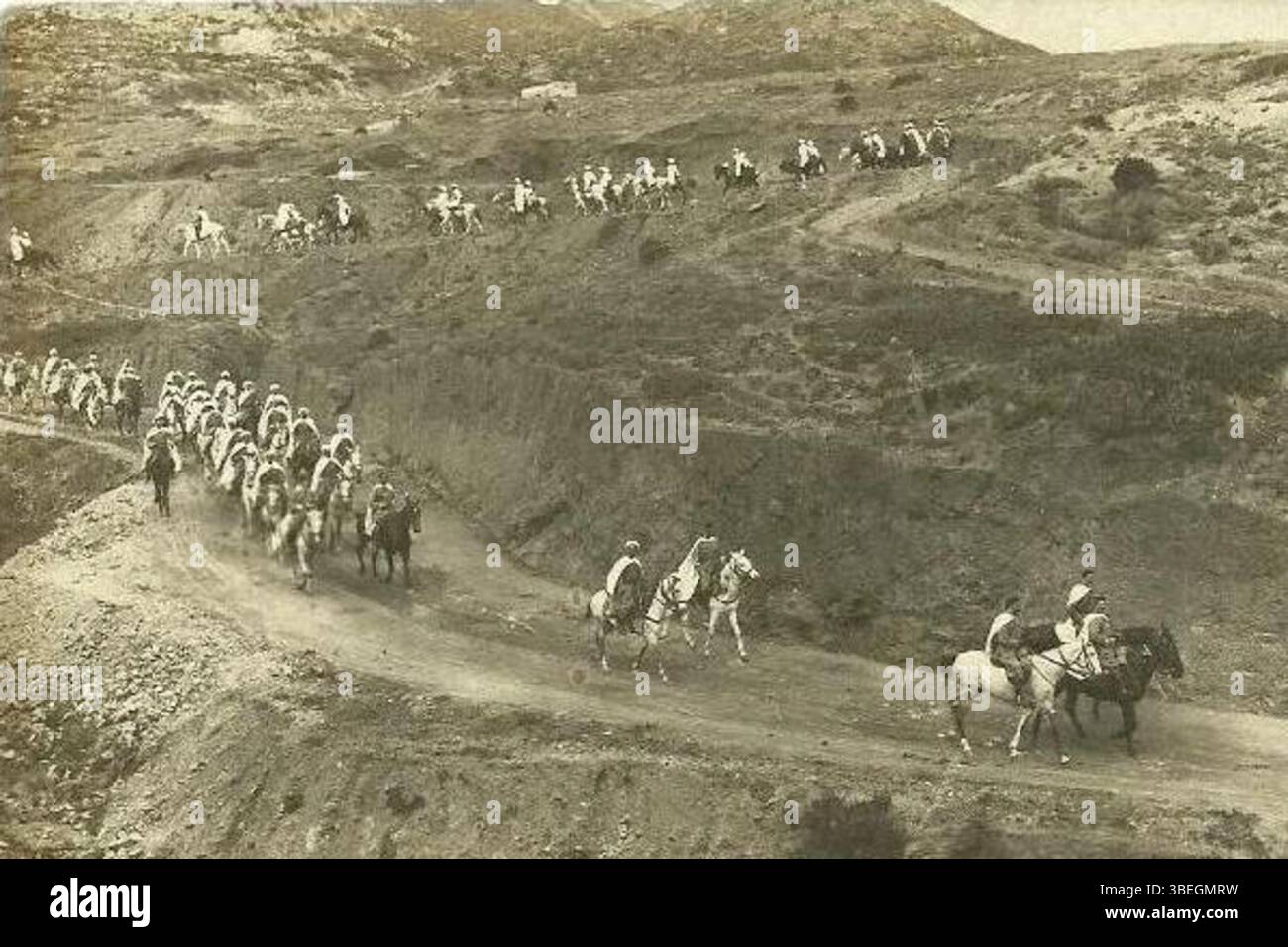 This 1910s photo shows cavalry from the Regulares unit marching. It ...