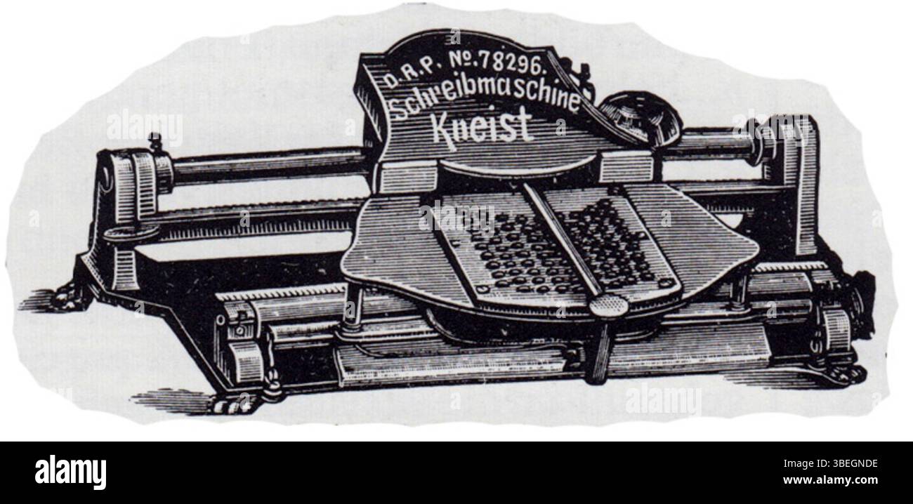 The Kneist typewriter, developed by the company Wunder & Kneist in ...