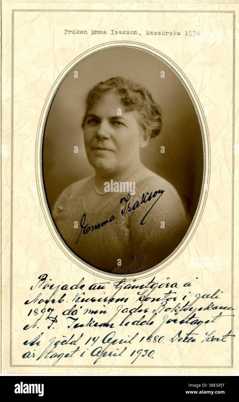 This photograph captures Emma Isakson (1880-1952), a Swedish newspaper ...