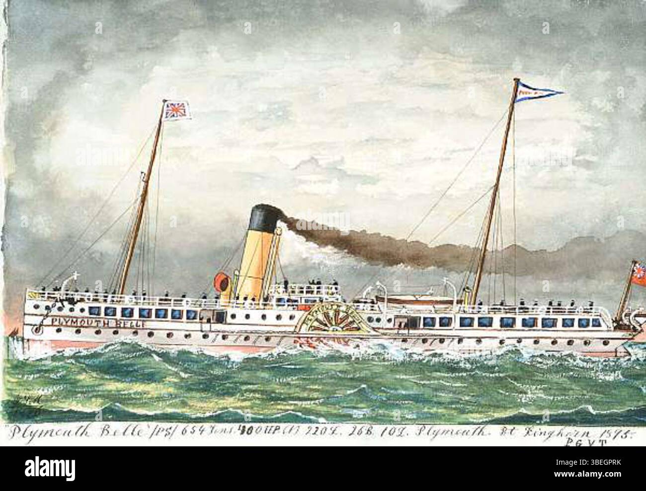 James Scott Maxwell’s 1896 gouache painting of the Plymouth Belle, a ...