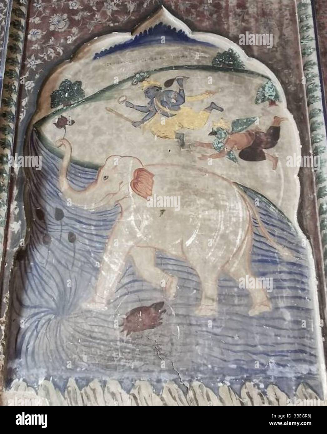 This mural, located in Amritsar, depicts the white elephant deity ...