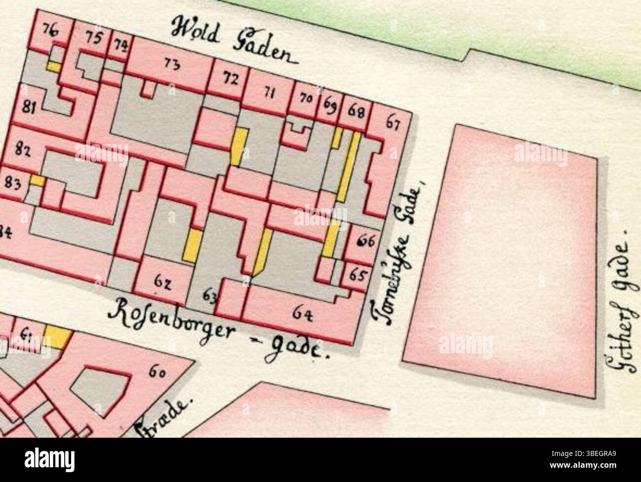 Christian Gedde’s 1757 map of Copenhagen includes a detailed section ...