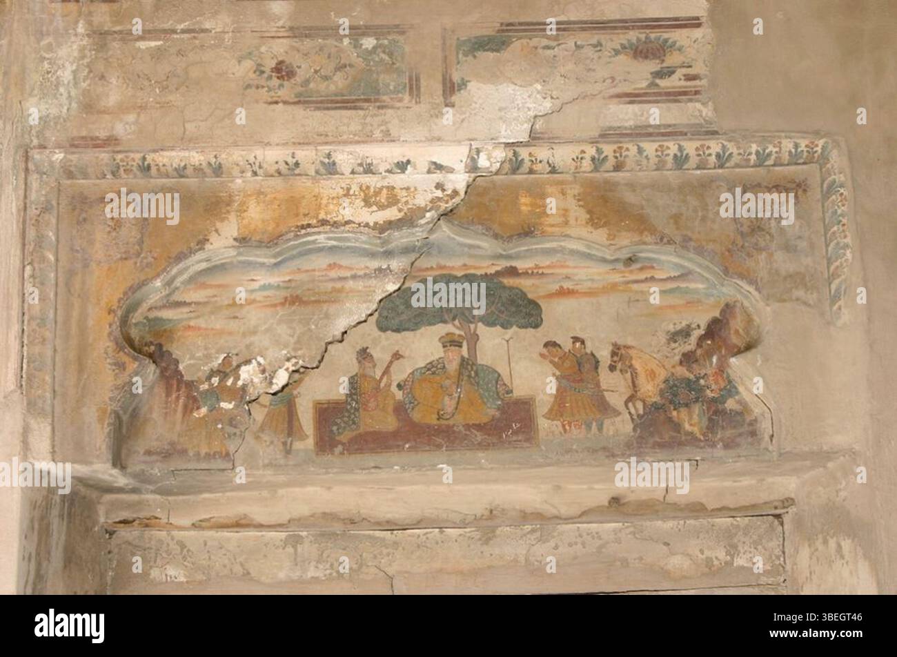 This fresco from the Haveli of Maharani Datar Kaur depicts Guru Nanak ...