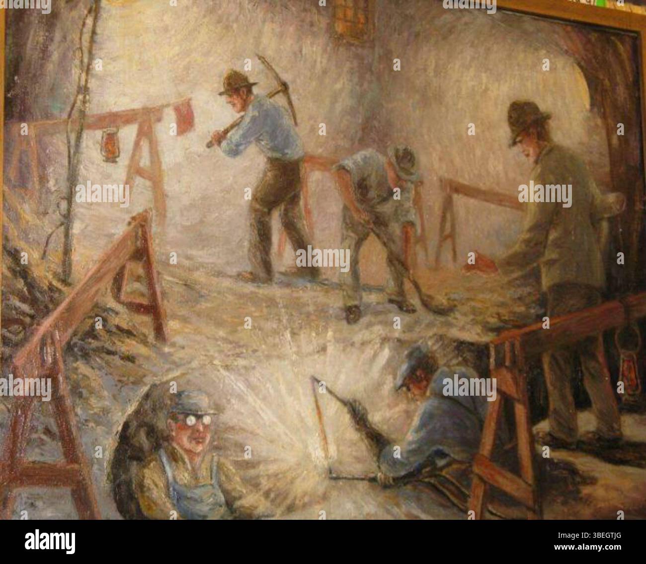 This 1979 painting titled 'Men at Work' depicts laborers in action ...