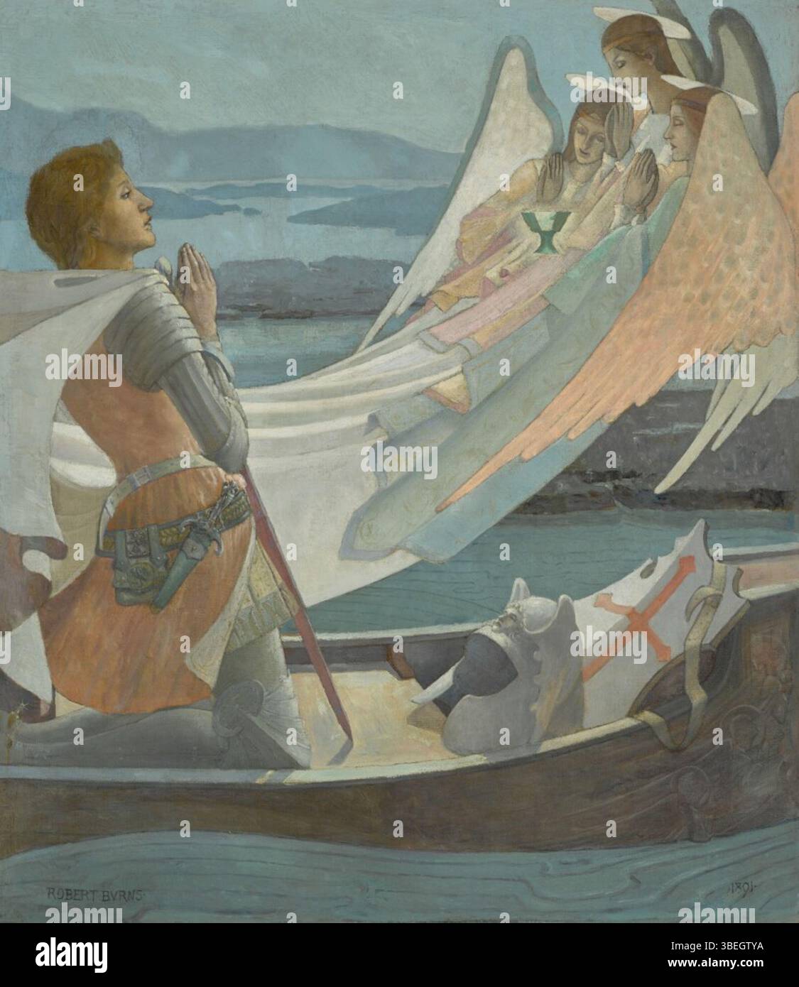 Robert Burns' 'Sir Galahad' (1869–1941) portrays the legendary knight ...