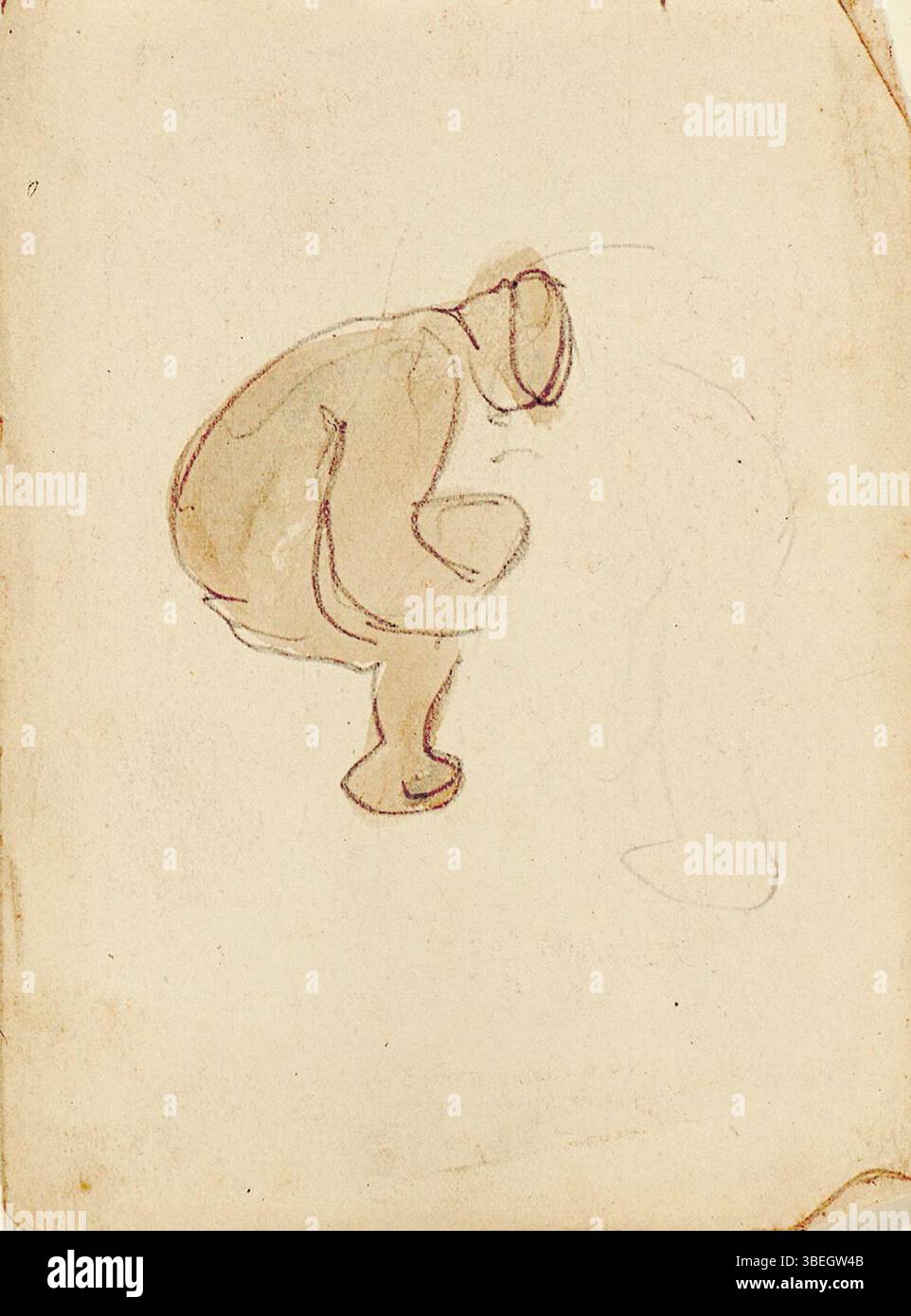 Drawing titled 'A Figure Squatting' by Theo van Doesburg, dated circa ...