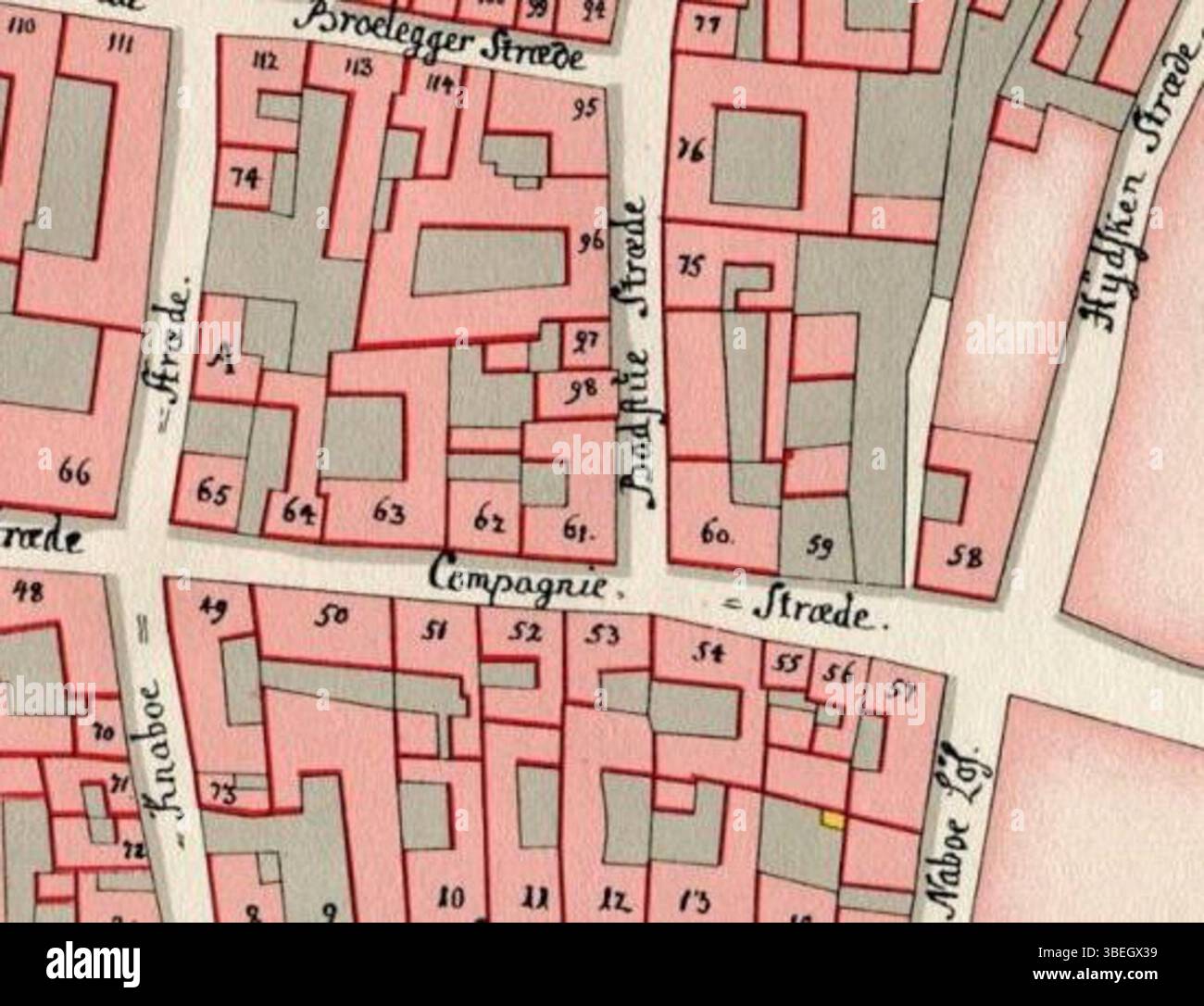 This map detail from Christian Gedde’s 1757 work illustrates Nos. 58 to ...