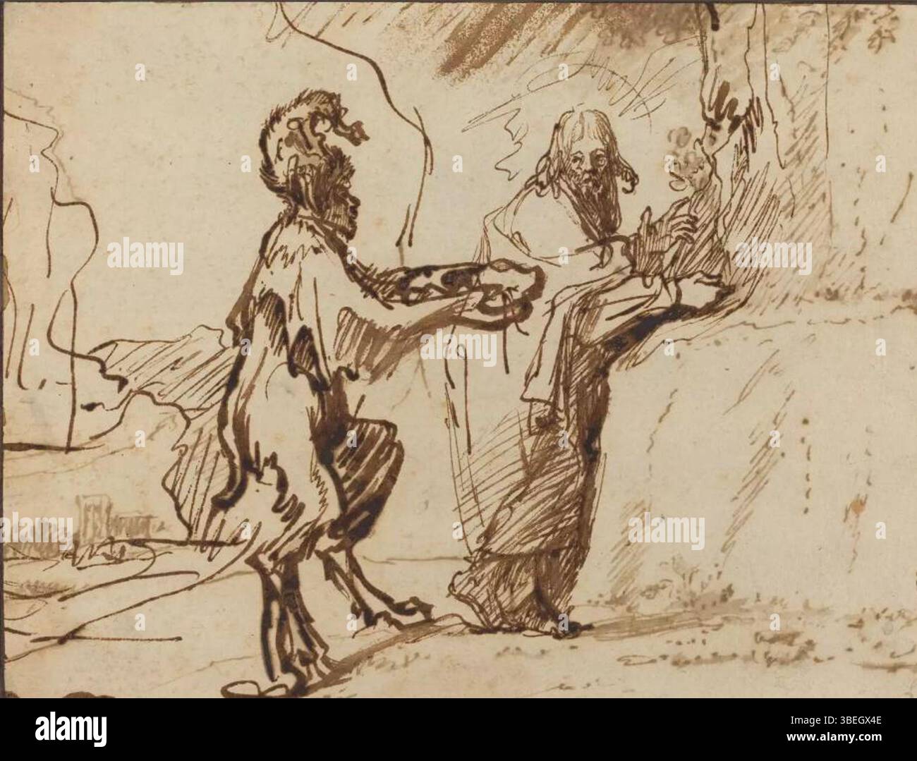 This sketch by Rembrandt van Rijn, created between 1635 and 1640 ...