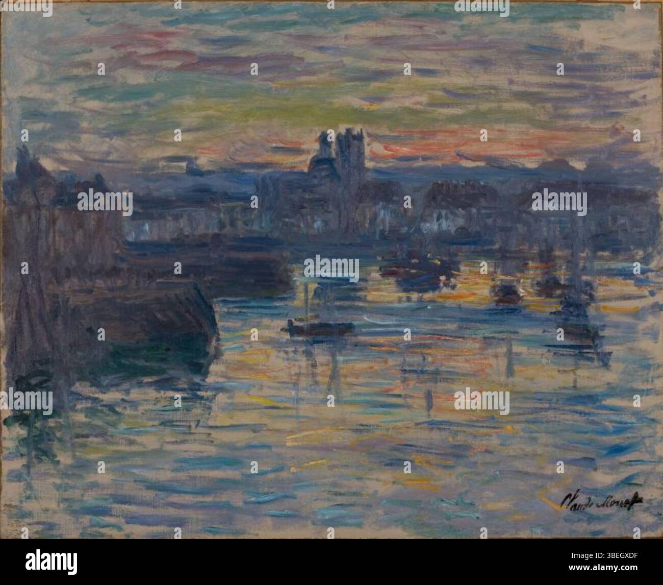 Monet's 'Port of Dieppe, Evening' captures the port town at dusk with ...
