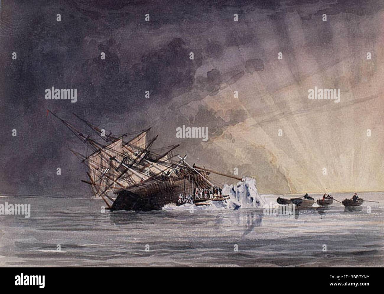 Sketch of HMS Terror at sunrise, dated July 14, 1837, created by Owen ...