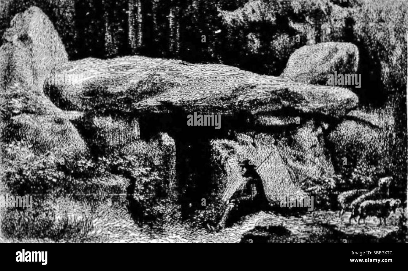 *Dolmen Roche-Bigot* by an unknown artist depicts a prehistoric dolmen ...